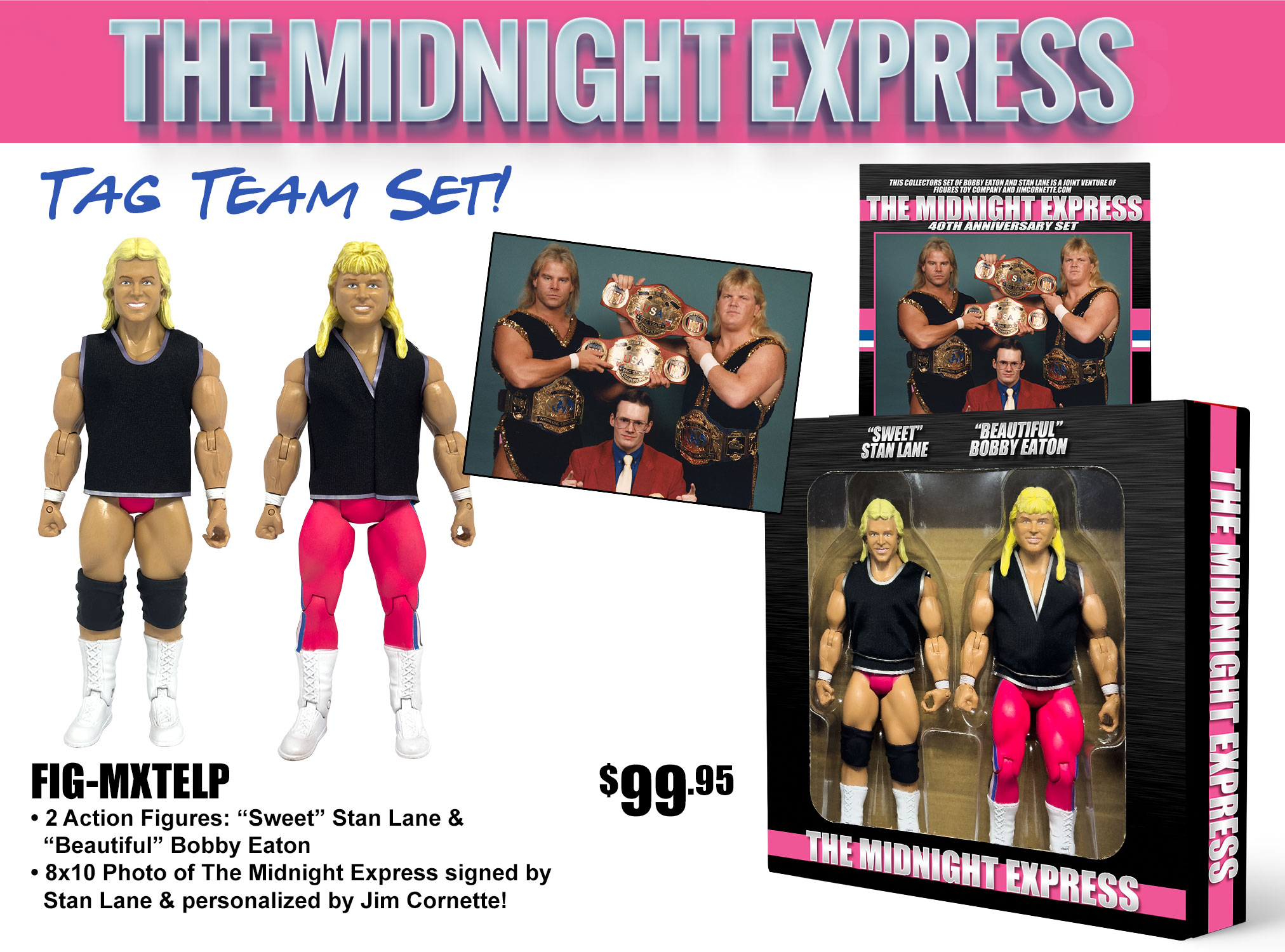 Jim Cornette: The Midnight Express Tag Team Set - Eaton & Lane w/Photo